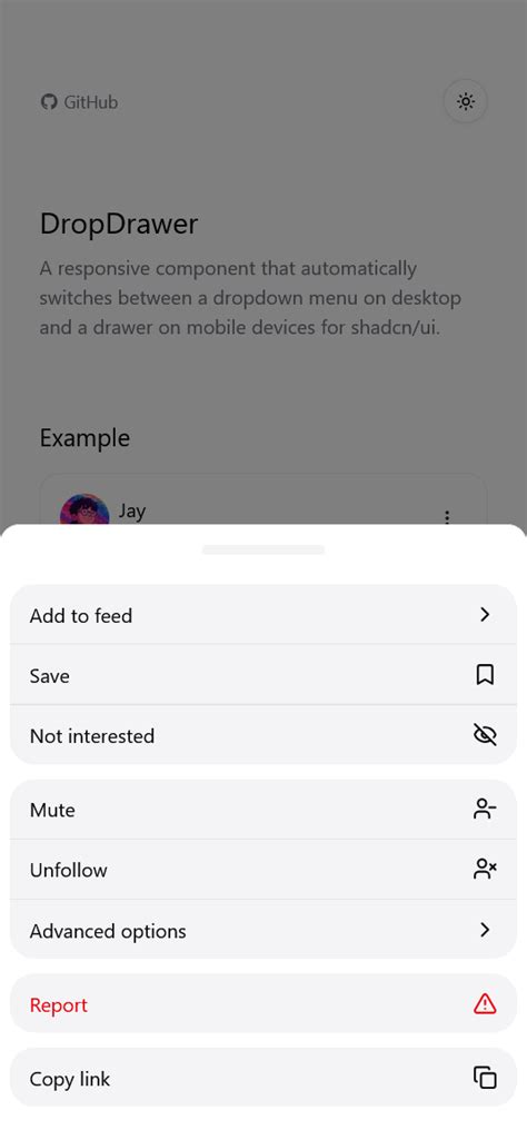 Dropdrawer A Responsive Dropdowndrawer Component For Shadcnui