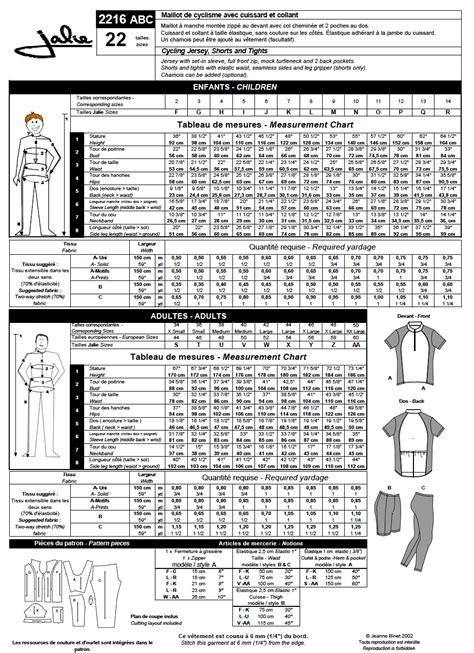 Sewing Pattern Jalie 2216 Cycling Jersey Shorts And Tights