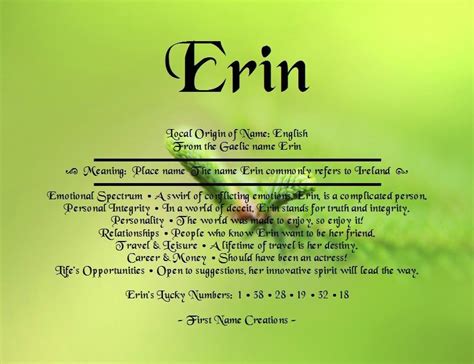Pin On The Name Erin Names With Meaning Erin Name Names