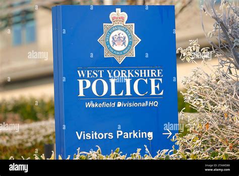 A Sign Outside West Yorkshire Police Headquarters Wakefield Division In