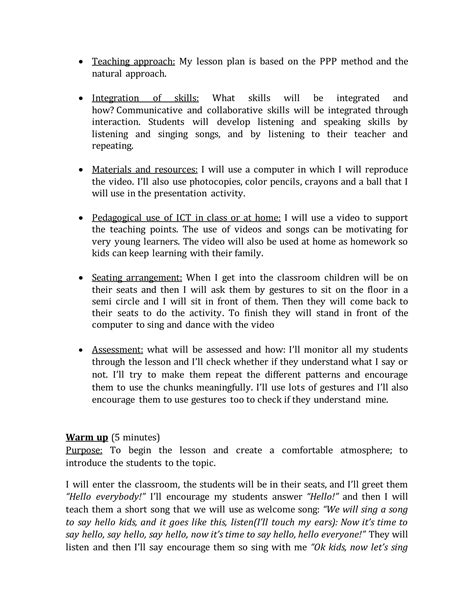 Lesson Plan Class 1 Kinder Docx