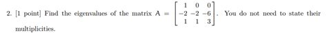 Solved Point Find The Eigenvalues Of The Matrix Chegg