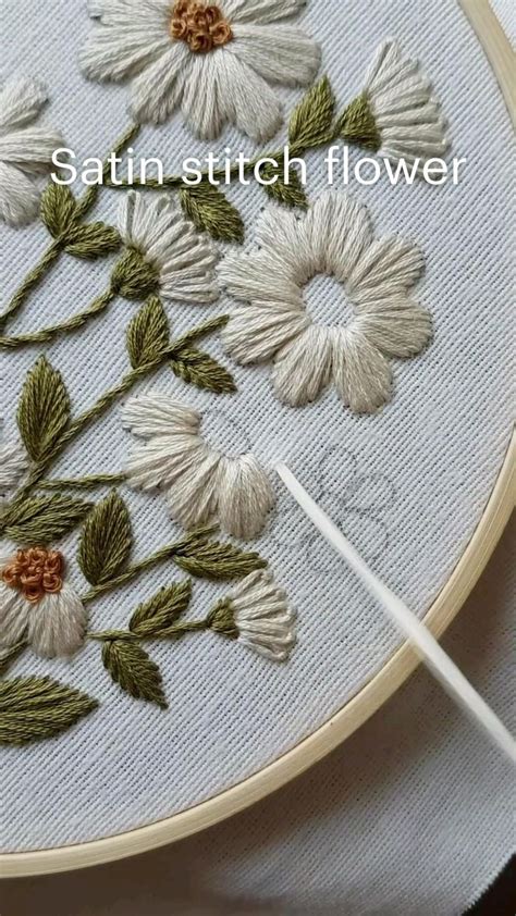 Satin Stitch Flower Hand Embroidery Hand Embroidery Design Flower