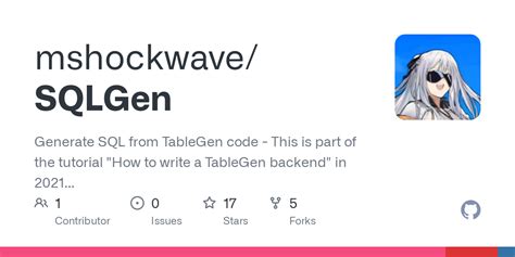 Github Mshockwavesqlgen Generate Sql From Tablegen Code This Is Part Of The Tutorial How