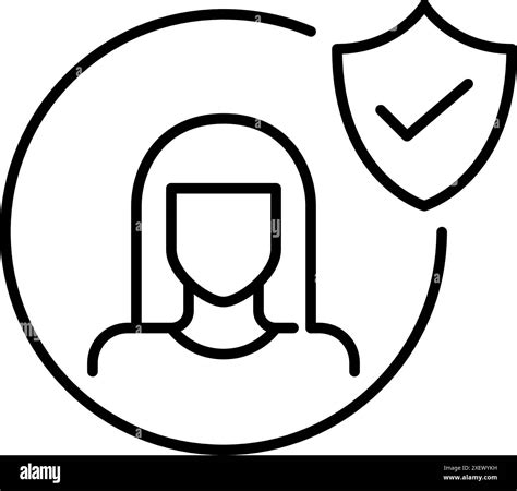 Female User Profile Shield And Checkmark Verified Identity Safe User