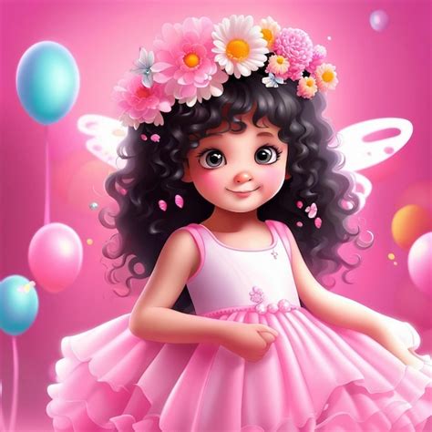 Premium Ai Image A Cute Small Girl In Pink Princess Dress