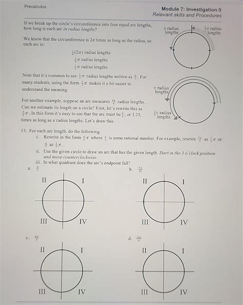 Solved Precalculus Module 7 Investigation 0 Relevant Skills