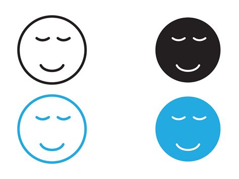 Calm Emoji Icon Black And White Outline Sign Vector Art At Vecteezy