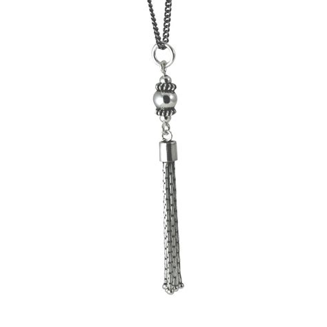 Sterling Silver Bali Inspired Tassel Lariat Style Pendant Necklace 20