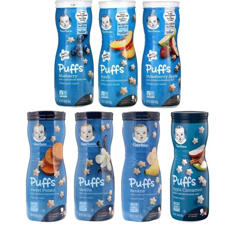 Gerber Puffs , Cereal Snack, 8+ Months, 42 g, 7 Flavours, Puffs Gerber ...