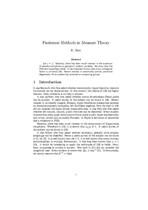 Finiteness Methods In Measure Theory Sato Abstract Let C F