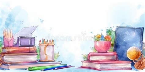 Back To School Banner Mockup Colorful Watercolor School Class Banner