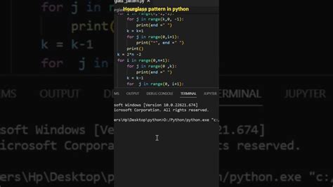 🔥🙉hourglass pattern in python hour glass pattern youtuber