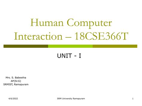 Cse T Human Computer Interaction Hci Unit I PPT