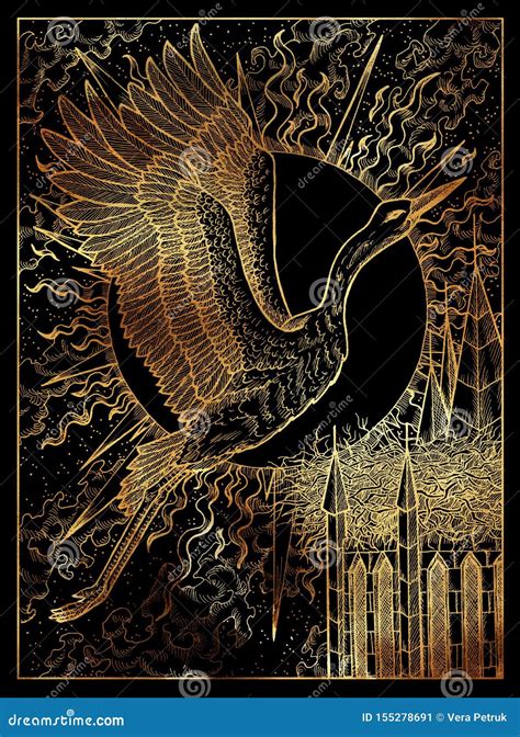 Cigogne Concept Wiccan Mystique Pour La Carte De Tarot Doracle De