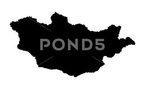 Mongolia Vector Map Silhouette Isolated On White Background