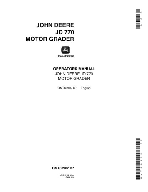 John Deere 770 Motor Graders Operators Manuals Omt60902