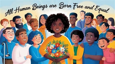 Portrait Of Human Rights Day Festival Celebration Stock Illustration