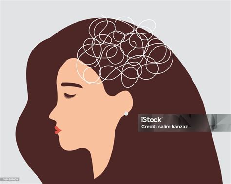 어리둥절하고 얽힌 생각을 가진 슬픈 여자 소녀는 우울증 스트레스 또는 불안을 앓고 있습니다 정신 건강 장애 개념 고독 개념에 대한 스톡 벡터 아트 및 기타 이미지 Istock