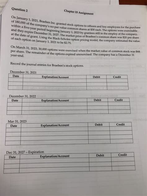 Solved Question 2 Chapter 15 Assignment On January 1 2021