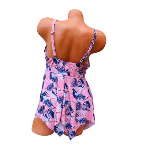 Costum De Baie Tankini Rochita Si Slip Roz Ihaoo Shop