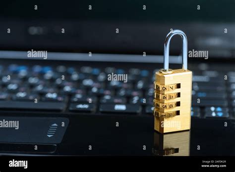 Combination Lock On Notebook Laptop Computer Cyber Safety Concept Stock Photo Alamy