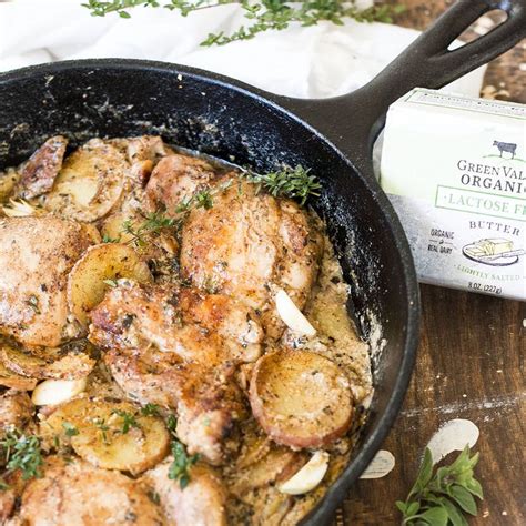 Creamy Garlic Chicken And Potatoes In One Pan Recipe Creamy Garlic