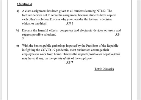 Solved Question 3 A A Class Assignment Has Been Given To Chegg Com
