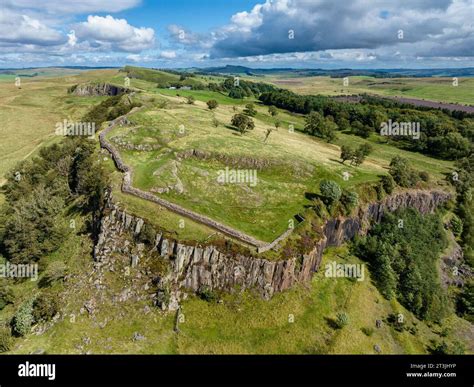 Aerial View Of Hadrians Wall At Walltown Crags Haltwhistle