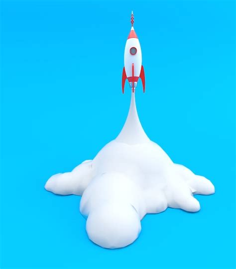 Lançar Um Foguete No Céu Renderização Em 3d Foto Premium
