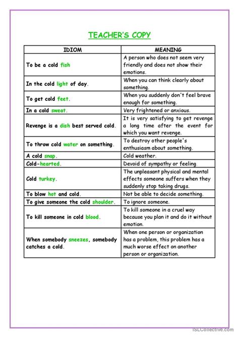 Idiomatic Expressions English Esl Worksheets Pdf And Doc