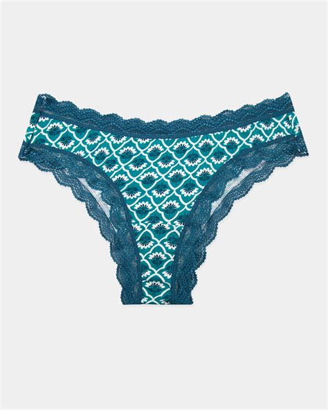 Brazilian Brief Teal Floral Tile Sustainable Tencel™ Underwear