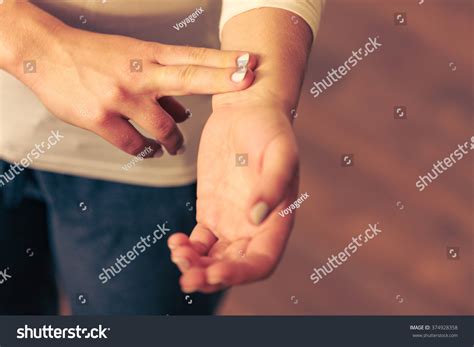 Woman Workout Check Heart Rate Images Stock Photos Vectors Shutterstock