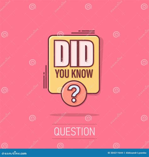 Did You Know Icon In Comic Style Question Mark Cartoon Vector