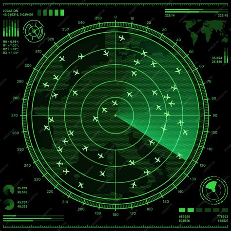 Premium Vector Air Control Radar Screen With Airplanes And Map