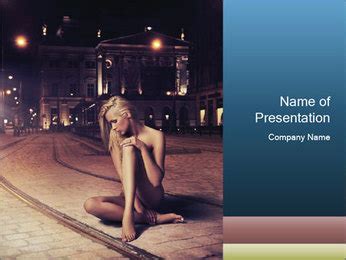 Naked Woman Sitting On The Street PowerPoint Template Backgrounds Google Slides ID