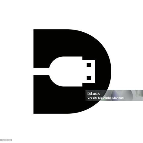 ตัวอักษรเริ่มต้น D การออกแบบสัญลักษณ์ Usb การเชื่อมต่อคอมพิวเตอร์ Usb