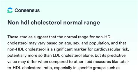 Non Hdl Cholesterol Normal Range Consensus Academic Search Engine