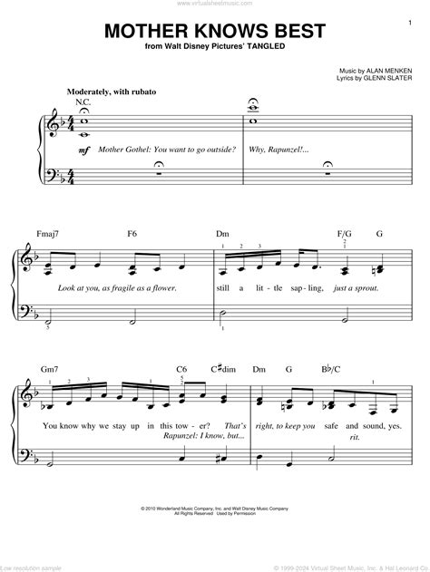 Murphy Mother Knows Best From Disneys Tangled Sheet Music For