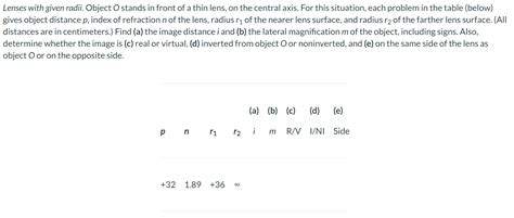 Solved Lenses With Given Radii Object O Stands In Front Of