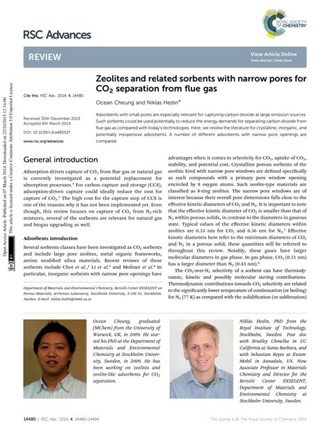 Pdf Cheminform Abstract Zeolites And Related Sorbents With Narrow