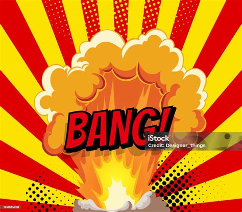연기와 만화 폭발 효과 복고풍 붐 배너입니다 만화 책 폭발 강타 에 선빔 스트라이프 배경 경례에 대한 스톡 벡터 아트 및 기타 이미지 Istock