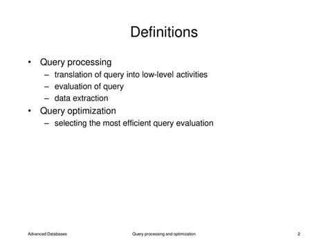 Query Processing And Optimization Ppt Download