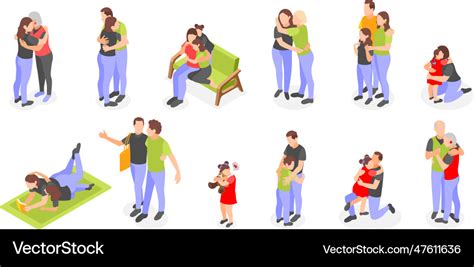 Hug Day Set Royalty Free Vector Image Vectorstock