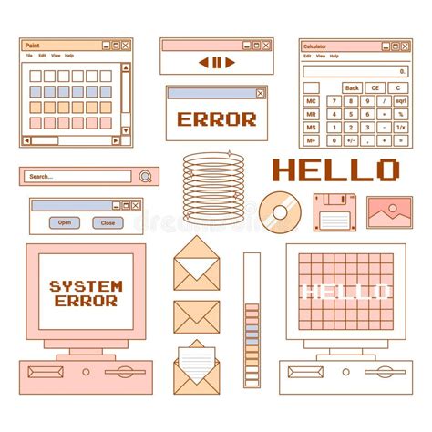 Y2k Interface Stickers Element Art Lettering Graphic Design Icons For