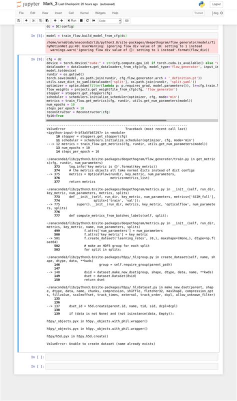 ValueError Unable To Create Dataset Name Already Exists Issue 38