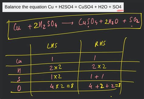 Balance The Equationcu H2so4 Cuso4 H2o So4 Filo