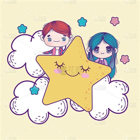 可爱的男孩和女孩