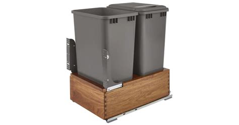 Rev A Shelf 4WC WN 2150DM2 SC Wood Classics 16 W Walnut Bottom Mount Double Pull Out 50 Qt 12