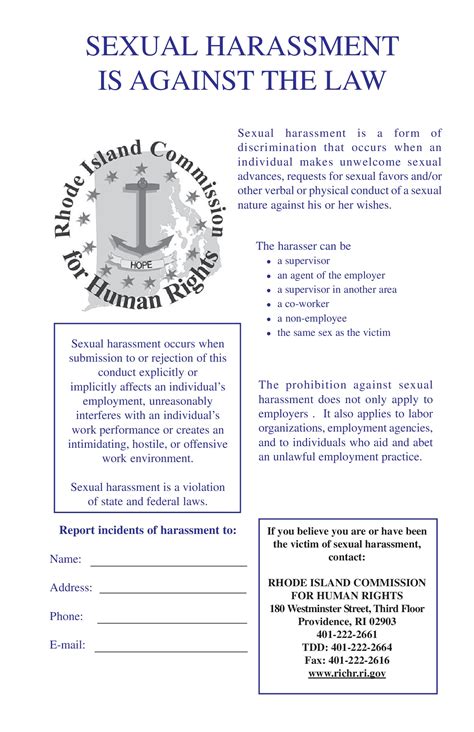 Free Rhode Island Sexual Harassment Poster Labor Law Poster 2025